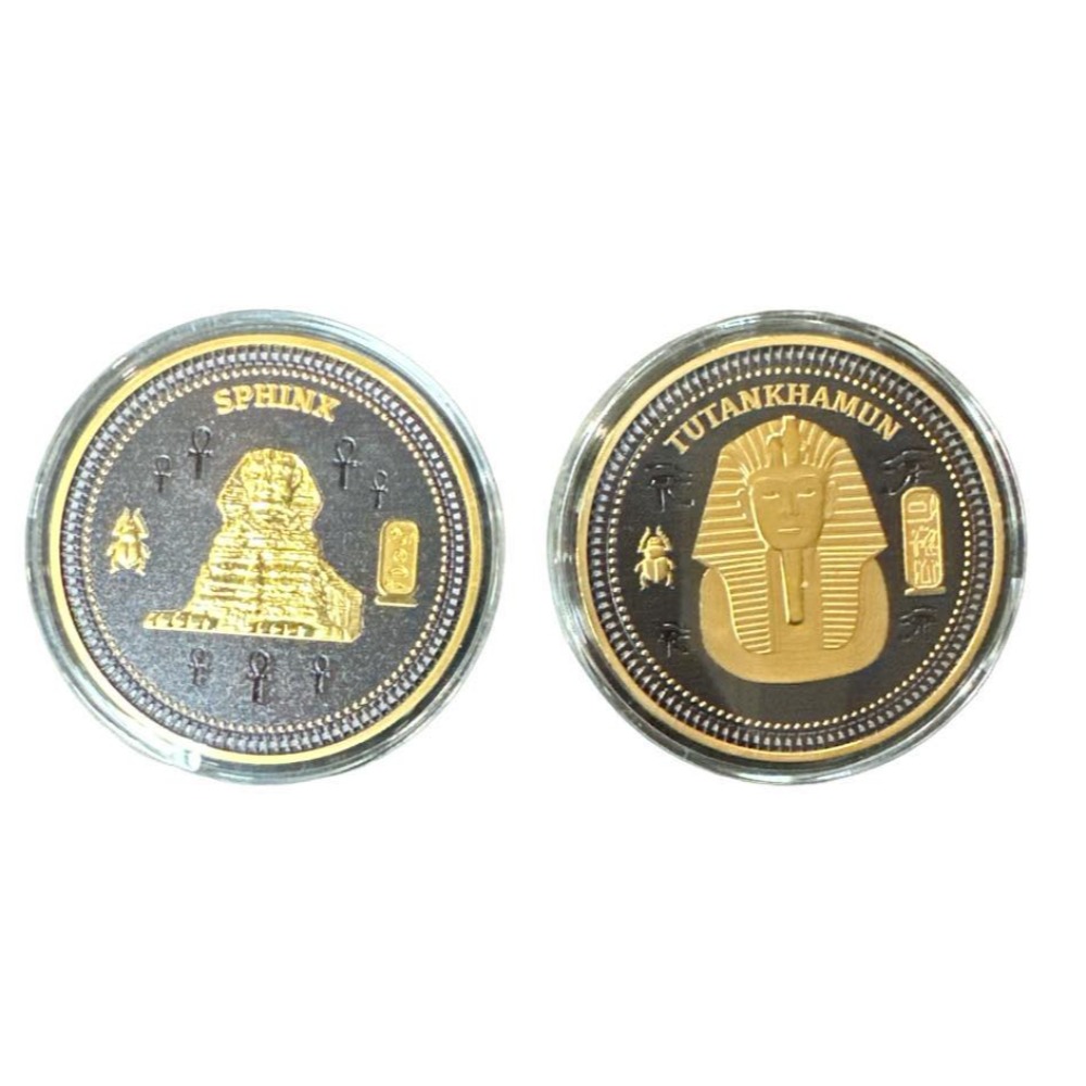 Pre-owned Ancient Egypt Sphinx & Tutankhamun Coins 24k Gold Plating ...